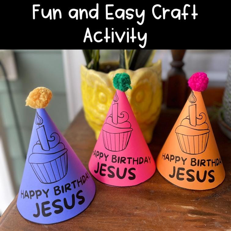 Christmas Bible Craft: Happy Birthday Jesus Party Hat (kids) - Etsy