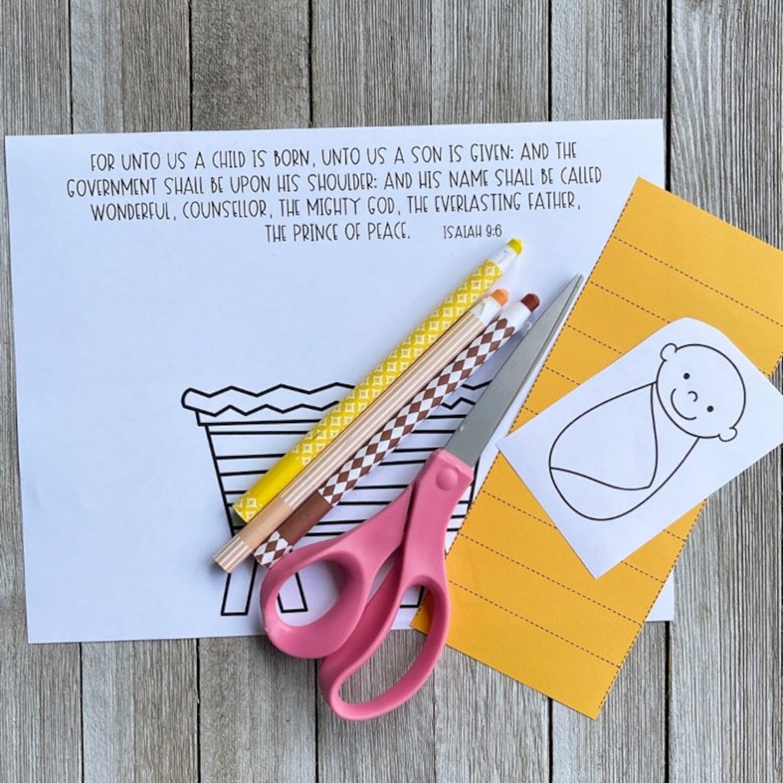 Christmas Bible Craft for Church Nativity Baby Jesus in a Manger Bible ...