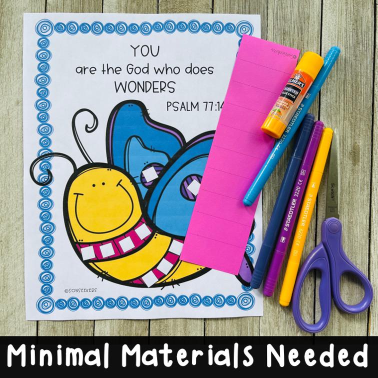 Christian Craft for Kids | Sunday School Psalm 77:14 Church Butterfly ...