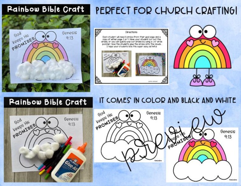 Noah's Ark Rainbow Craft: Sunday School Bible Lesson (digital Download ...