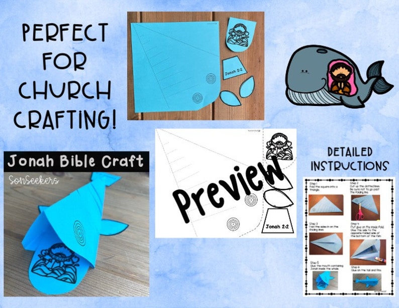Jonah and the Whale Bible Craft: Christian Kids Activity - Etsy