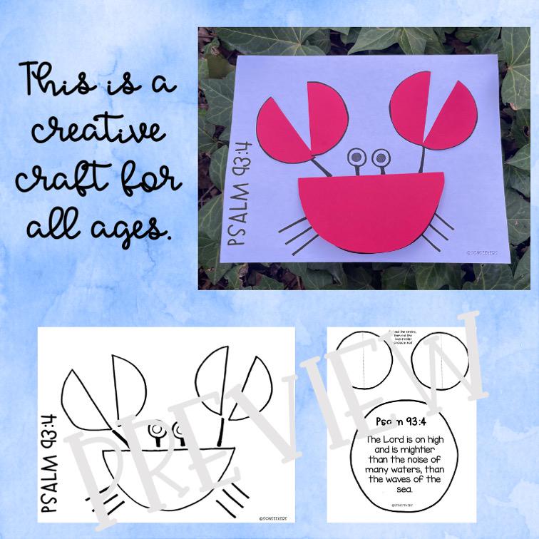 Crab Bible Craft for Kids Psalm 93 Verse 4 Summer Beach Activities ...