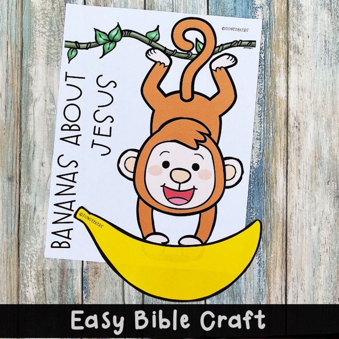Monkey Christian Bible Craft for Kids | Sunday School Banana - Etsy