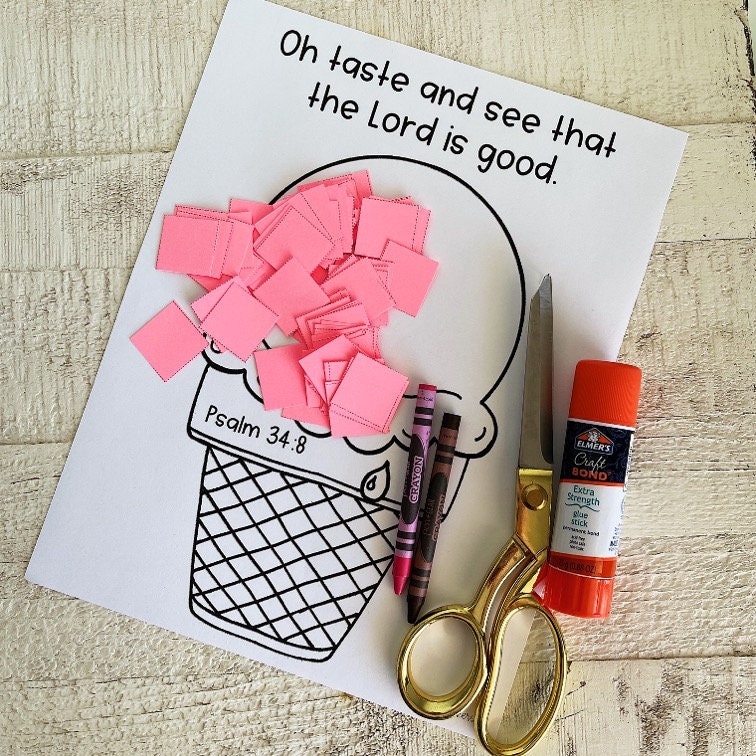 Ice Cream Bible Craft for Kids Psalm 34 Verse 8 Summer Activities ...
