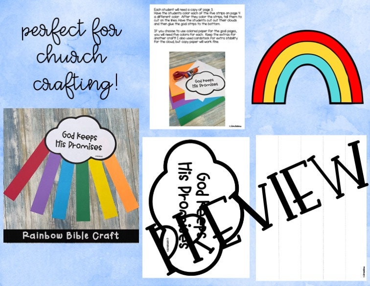 Rainbow Christian Bible Craft for Kids | Sunday School Spring Cloud ...