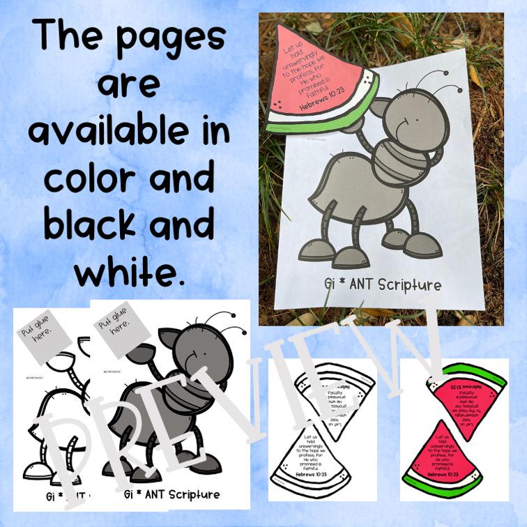 Ant Watermelon Bible Craft for Kids Worksheet Activity Scripture Memory ...