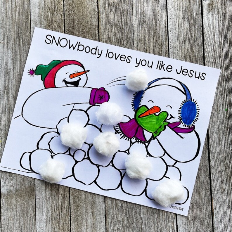 Winter Snowman Craft for Church Bible Lesson for Kids Snowball Fight - Etsy
