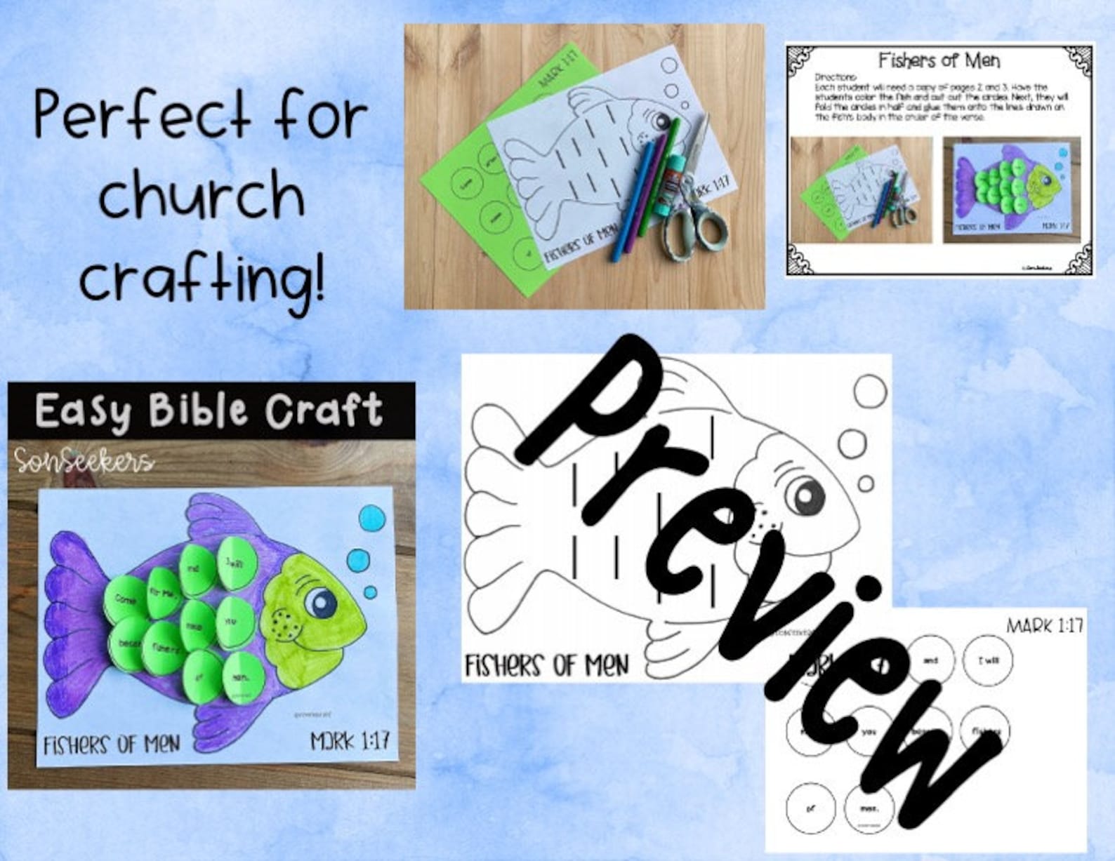 Fish Bible Craft for Kids Mark Chapter 1 Verse 17 Summer | Christian ...