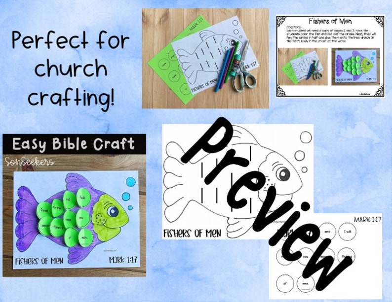 Fish Bible Craft for Kids Mark Chapter 1 Verse 17 Summer | Christian ...