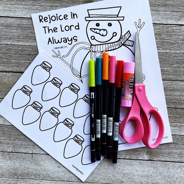 Winter Bible Craft for Kids: Christmas Snowman Rejoice in the Lord ...