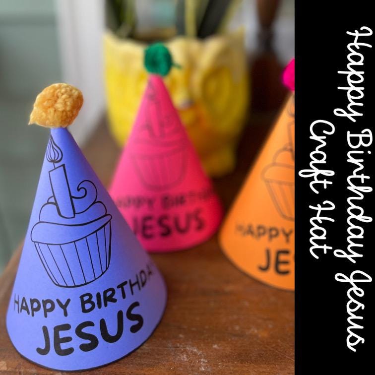Christmas Bible Craft: Happy Birthday Jesus Party Hat (kids) - Etsy