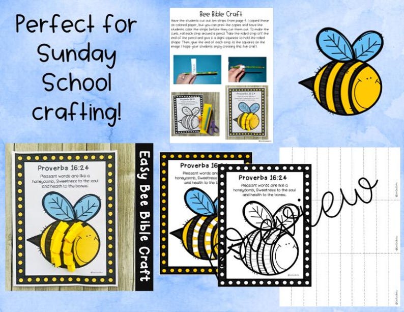 Christian Craft for Kids | Sunday School Proverbs 16:24 Church Bee ...