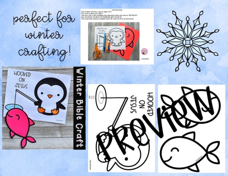 Winter Bible Lesson Craft for Church Kids Learn Scripture Penguin Ice ...