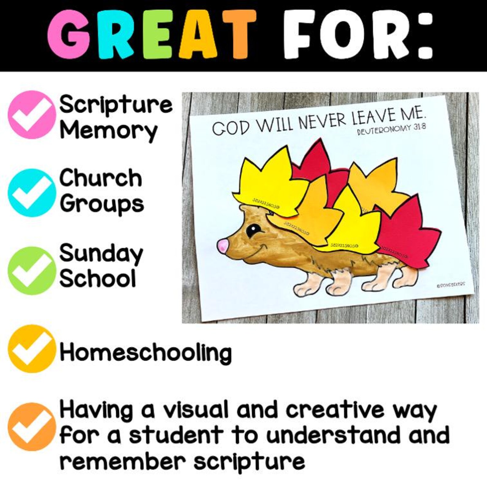 Fall Bible Craft Hedgehog | Sunday School | Deuteronomy 31:8 - Etsy