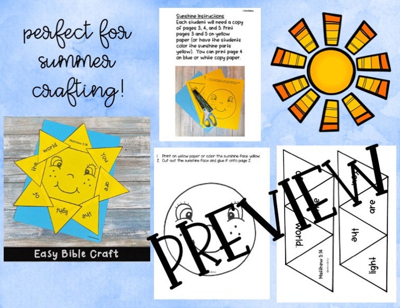 Summer Sunshine Bible Craft for Kids Matthew 5:14 Faith Faith-based ...