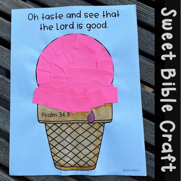 Ice Cream Bible Craft for Kids Psalm 34 Verse 8 Summer Activities ...
