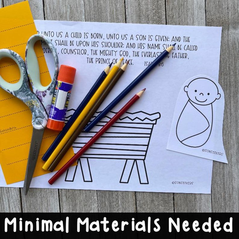 Christmas Bible Craft for Church Nativity Baby Jesus in a Manger Bible ...