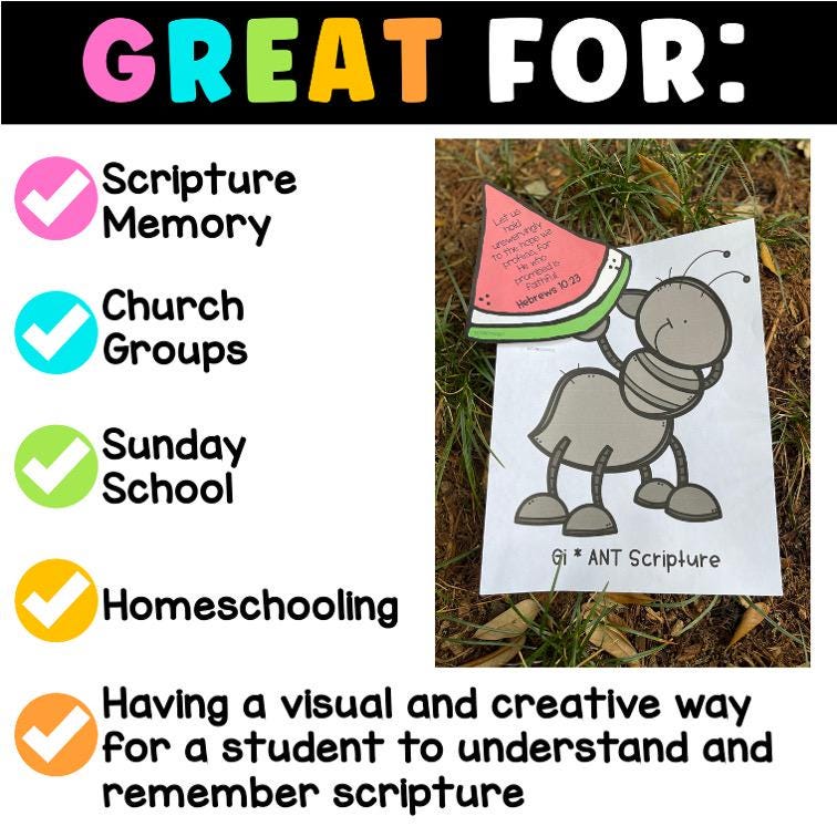Ant Watermelon Bible Craft for Kids Worksheet Activity Scripture Memory ...