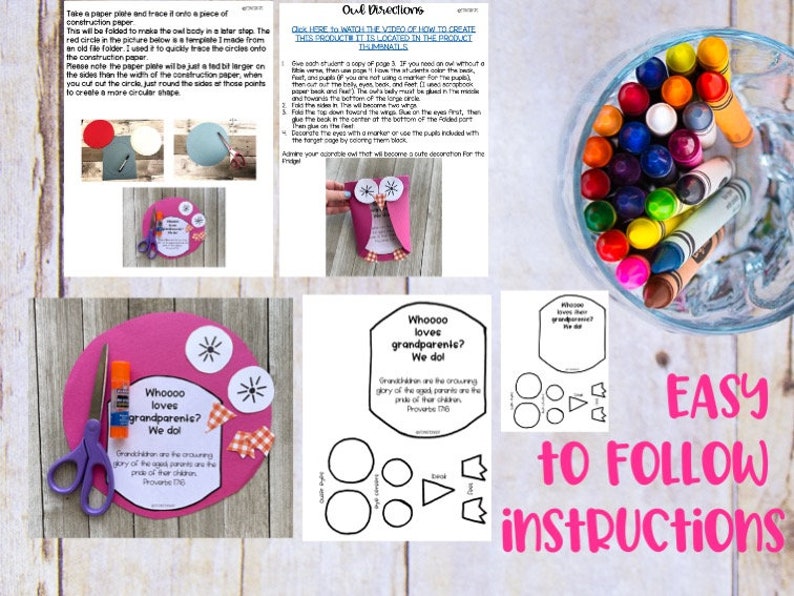 Grandparents Day Bible Craft Owl | Sunday School | Homeschool - Etsy