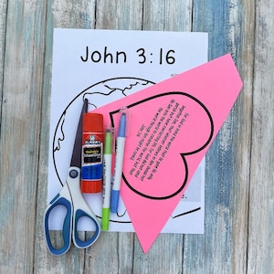 John 3:16 Christian Bible Craft for Kids | Sunday School Earth Heart ...