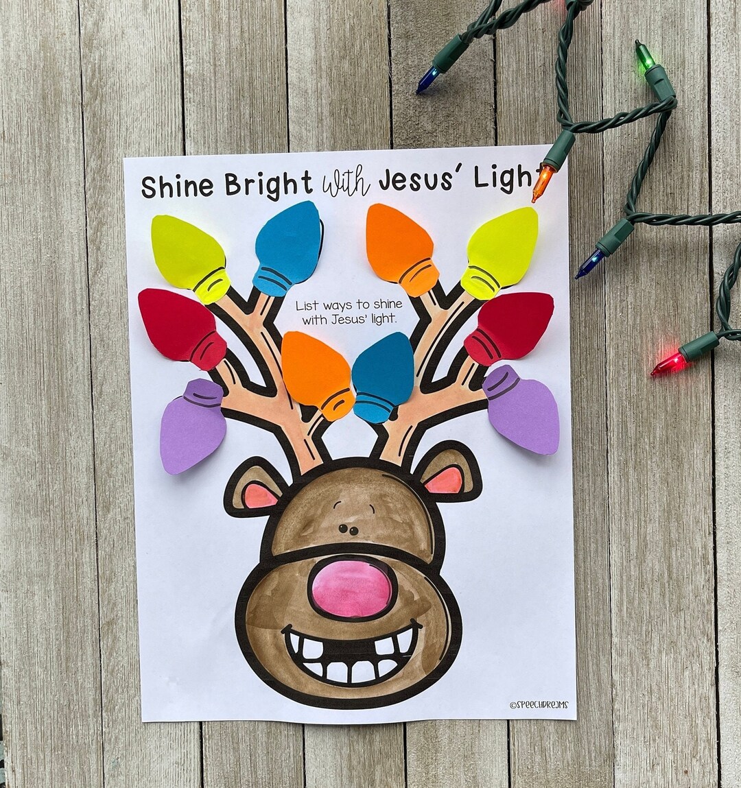 Reindeer Christmas Craft: Shine Jesus' Light Activity for Kids - Etsy