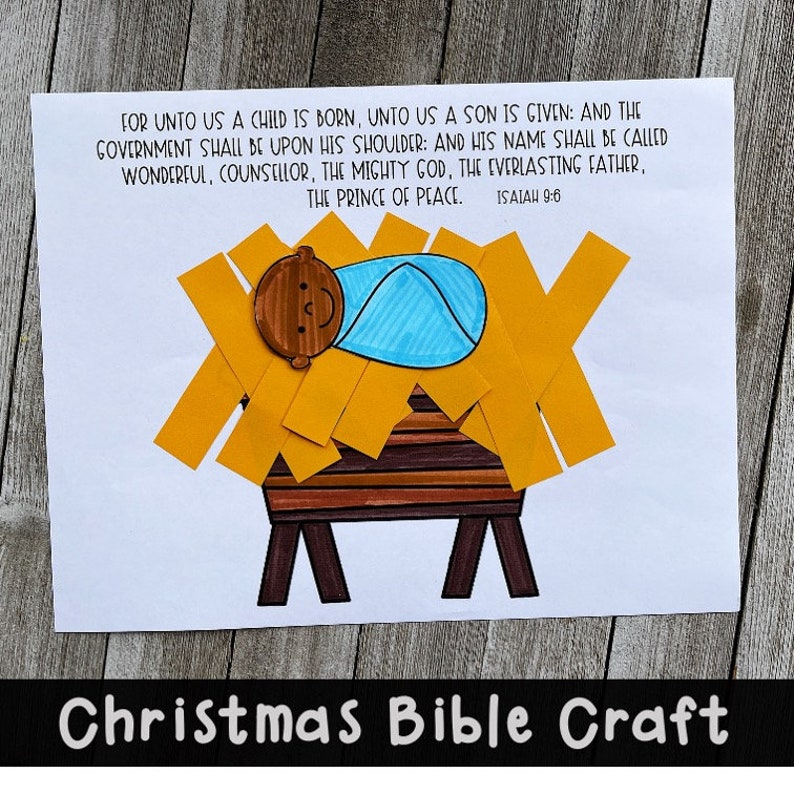 Christmas Bible Craft for Church Nativity Baby Jesus in a Manger Bible ...