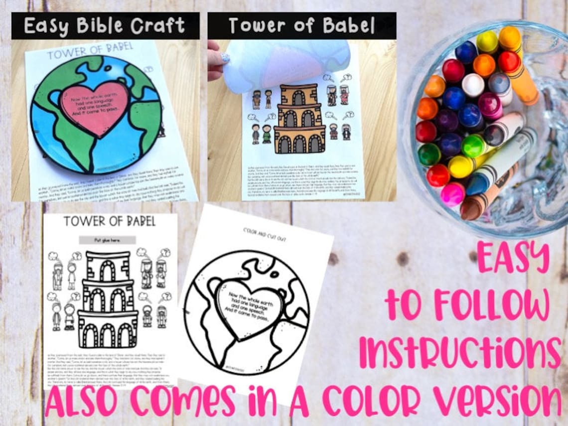 Tower of Babel Bible Craft | Sunday School | Genesis 11: 1-9 - Etsy