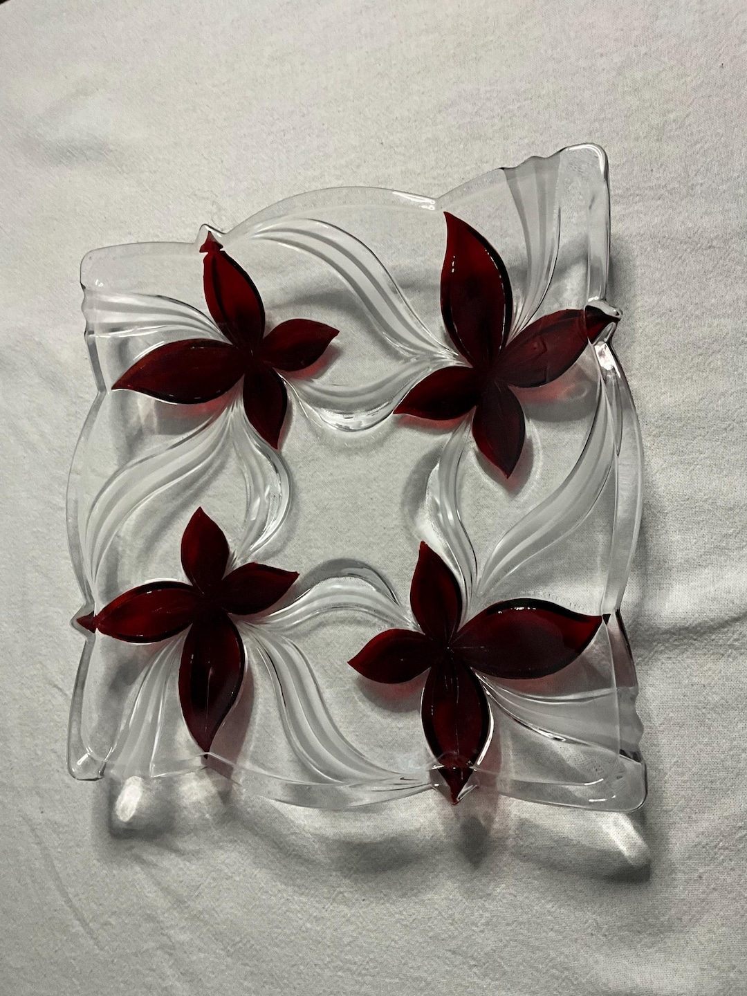 Mikasa Angelica Ruby Glass Platter - Etsy
