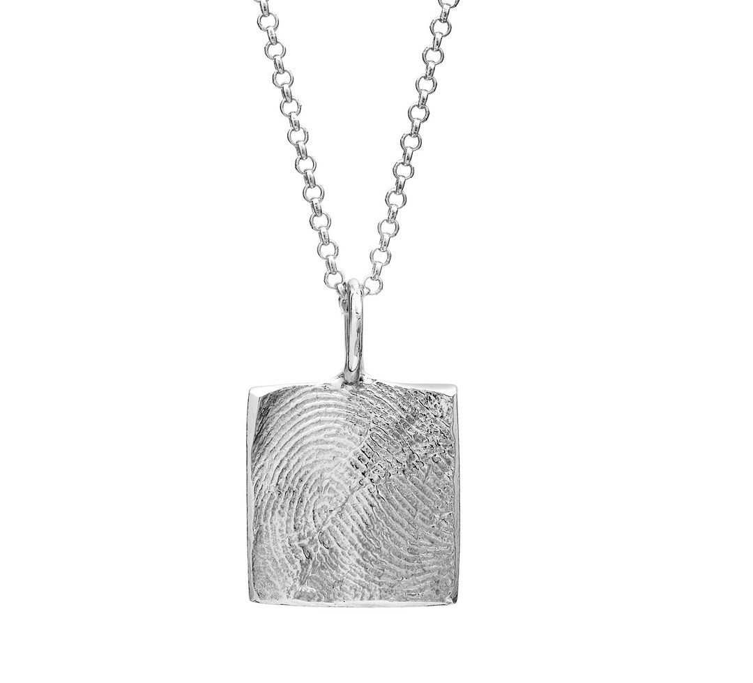Loveprint Sterling Silver Mini and Small Square Pendant - Etsy