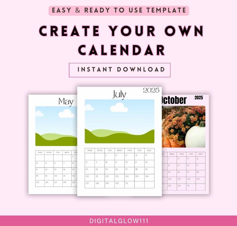 Plantilla de calendario 2025 / Diseño editable, personalizable y ...