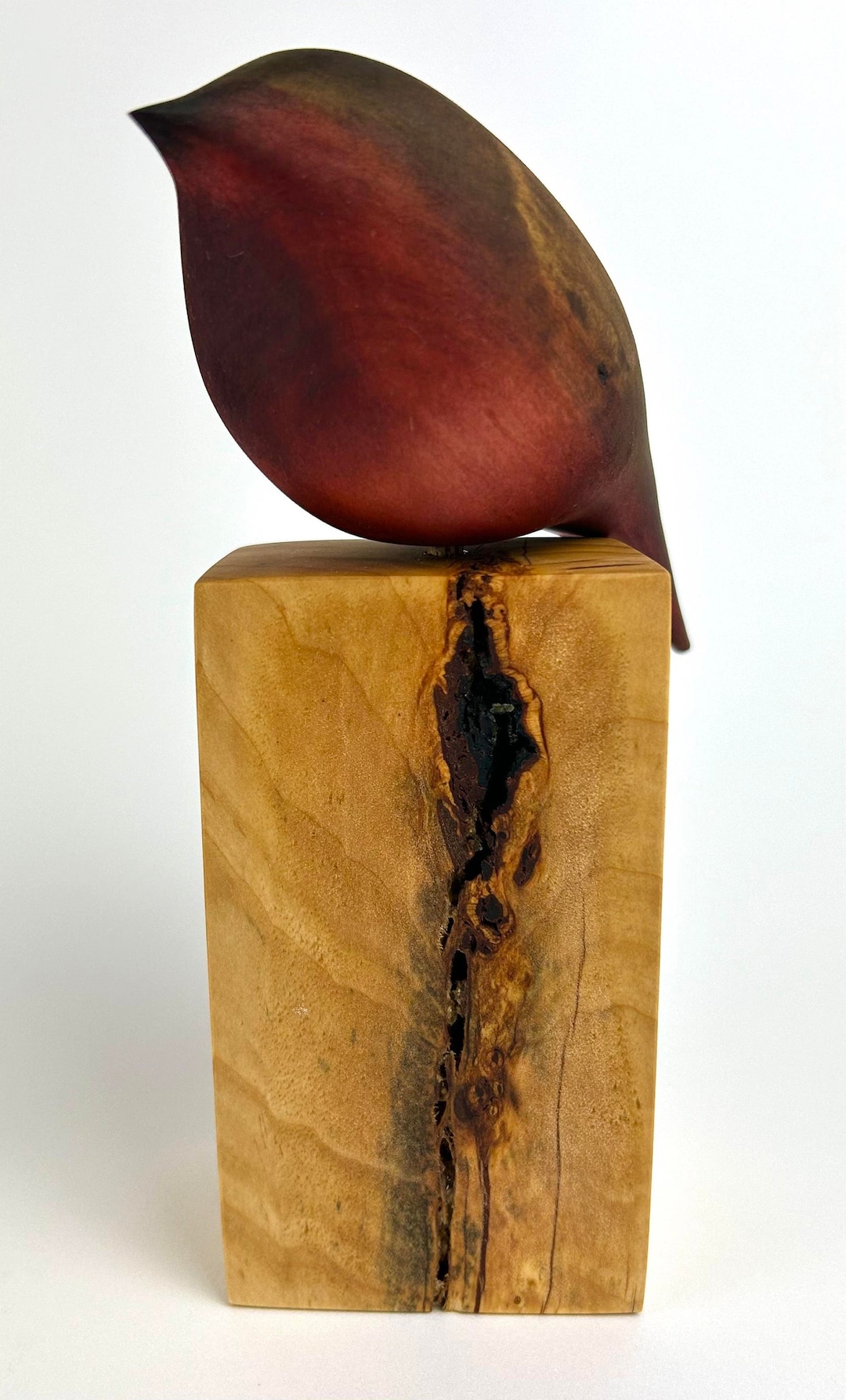 Wooden Bird Sculpture, Robin on A Beech Wood Stand, Love Bird, Unique ...