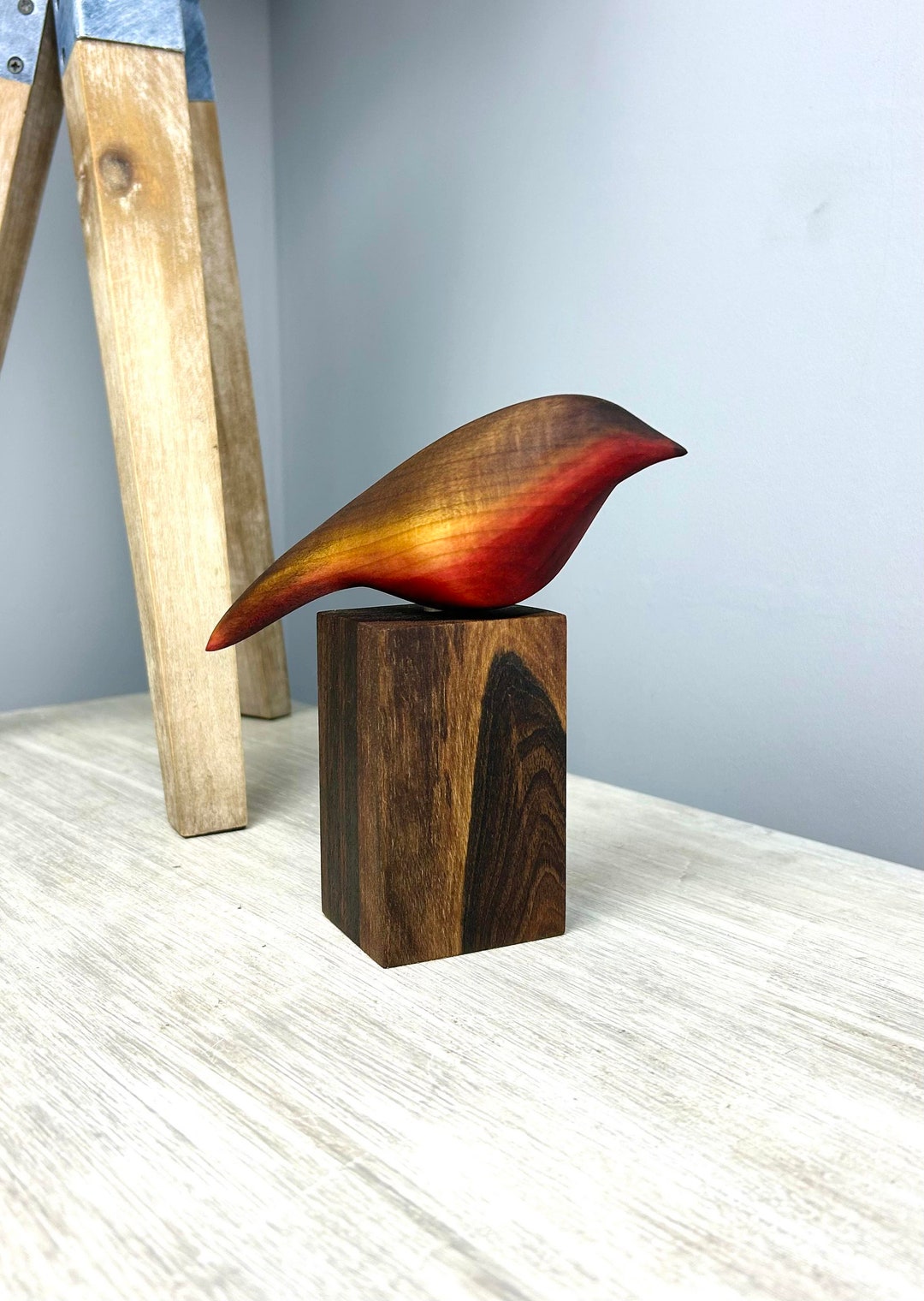 Hand Carved Wooden Robin Sculpture/ornament on A Walnut Stand - Etsy