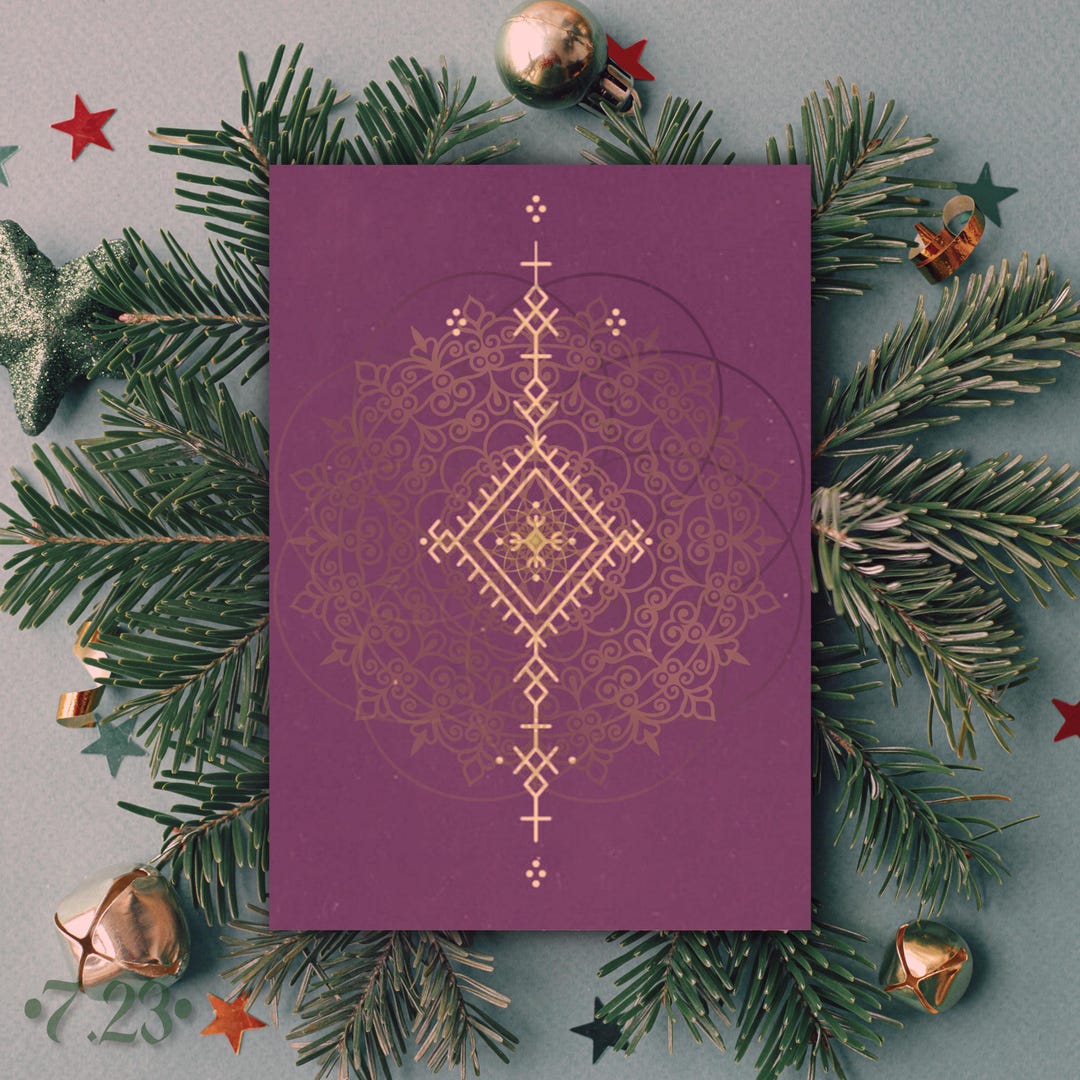 Ornament Yule Cards, Printable Christmas Solstice Cards (digital ...
