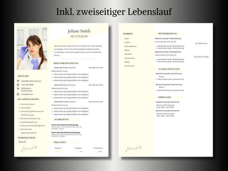 Nurse Resume Template, German Application Template, Professional Resume ...