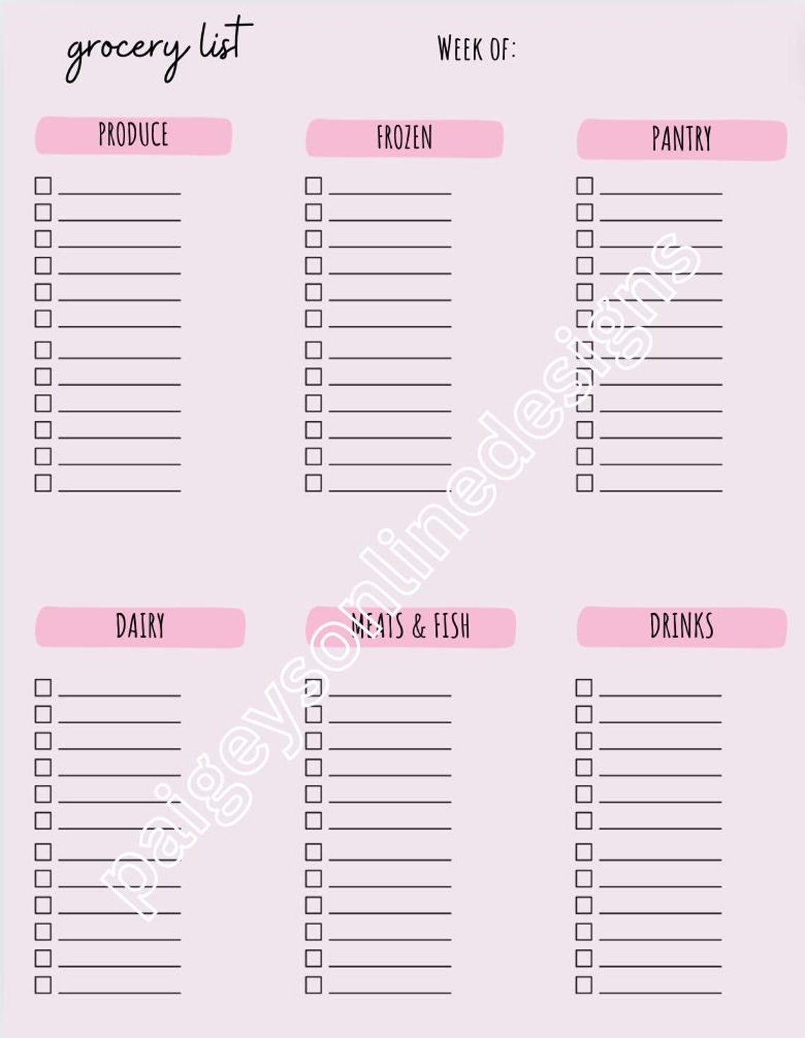 PRINTABLE Weekly Meal Plan & Prep and Grocery List Bundle, REUSABLE - Etsy