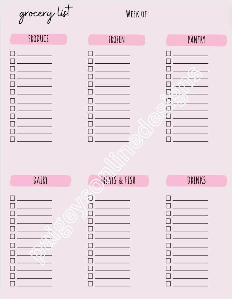 PRINTABLE Weekly Meal Plan & Prep and Grocery List Bundle, REUSABLE - Etsy
