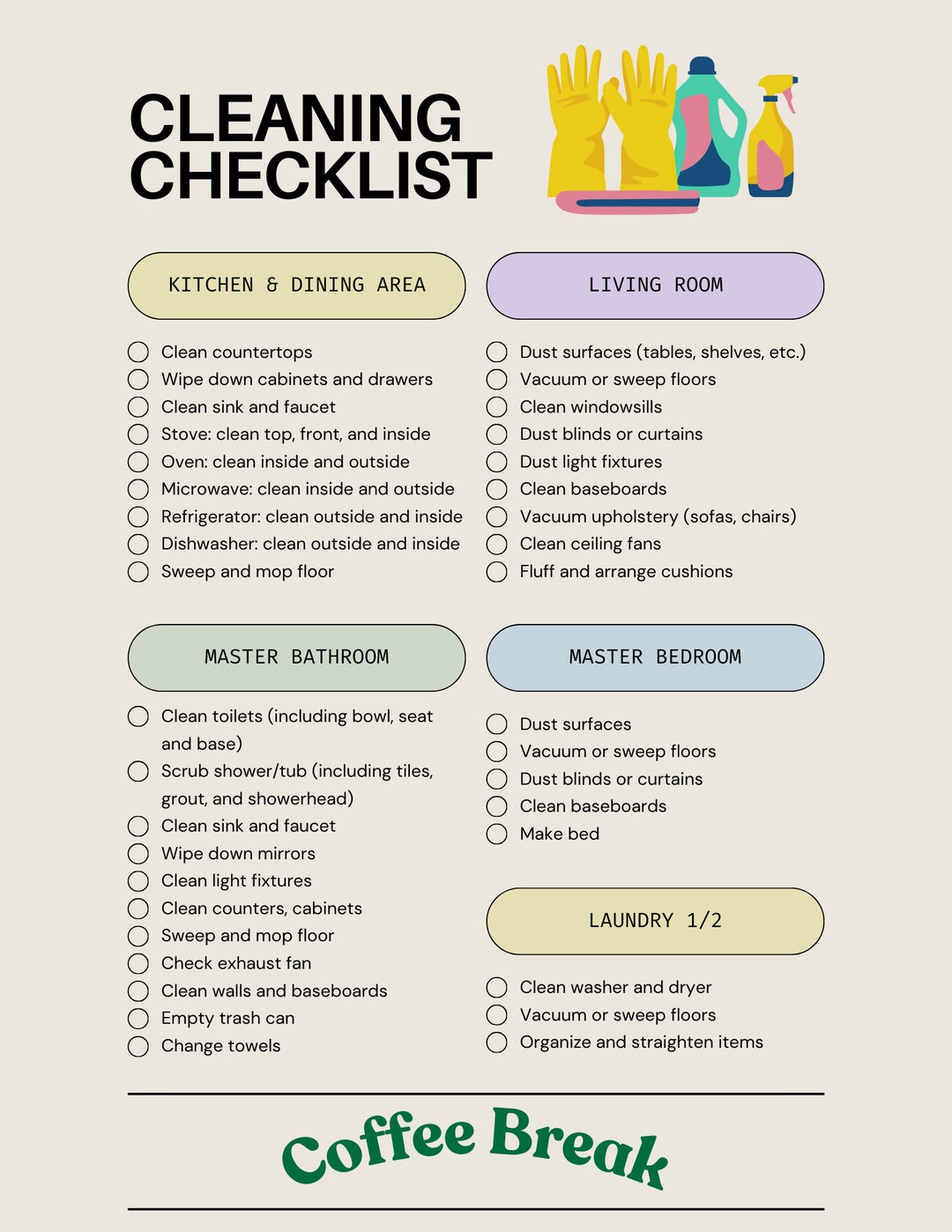 Basic House Cleaning Checklist - Etsy