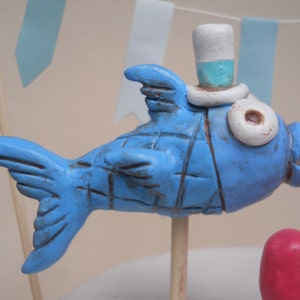 Blue Kissing Fish Cake Topper-bunting and Banner for Your Rustic Beach ...