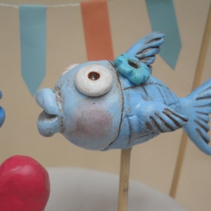 Blue Kissing Fish Cake Topper-bunting and Banner for Your Rustic Beach ...