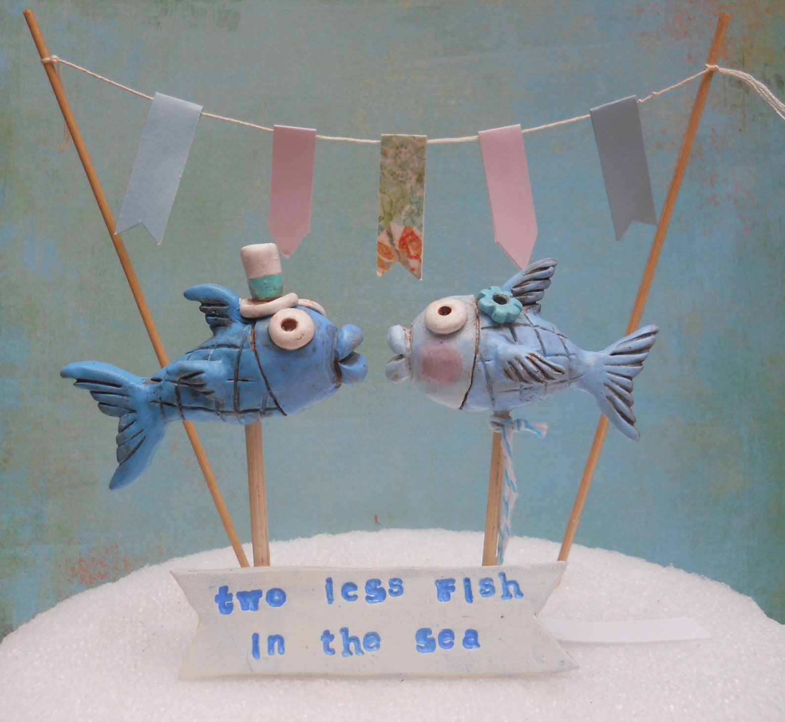 Blue Kissing Fish Cake Topper for Your Rustic Beach Wedding - Etsy
