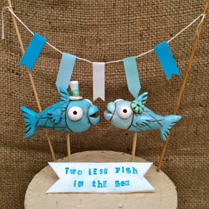 Blue Kissing Fish Cake Topper-bunting and Banner for Your Rustic Beach ...
