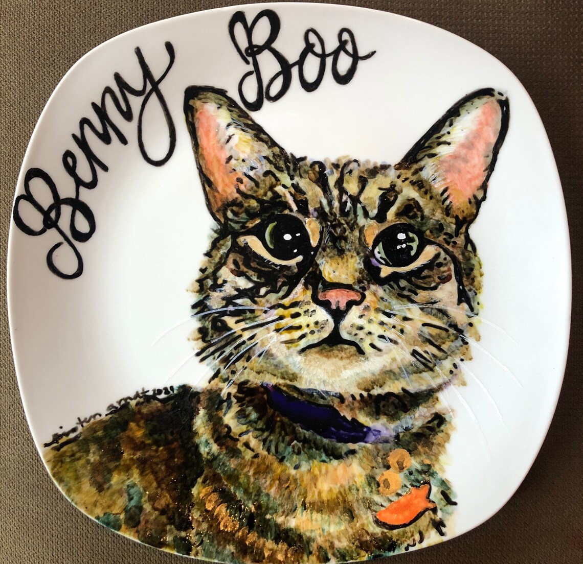 Large Custom Porcelain Hand Painted Dog Plate 10 for | Etsy