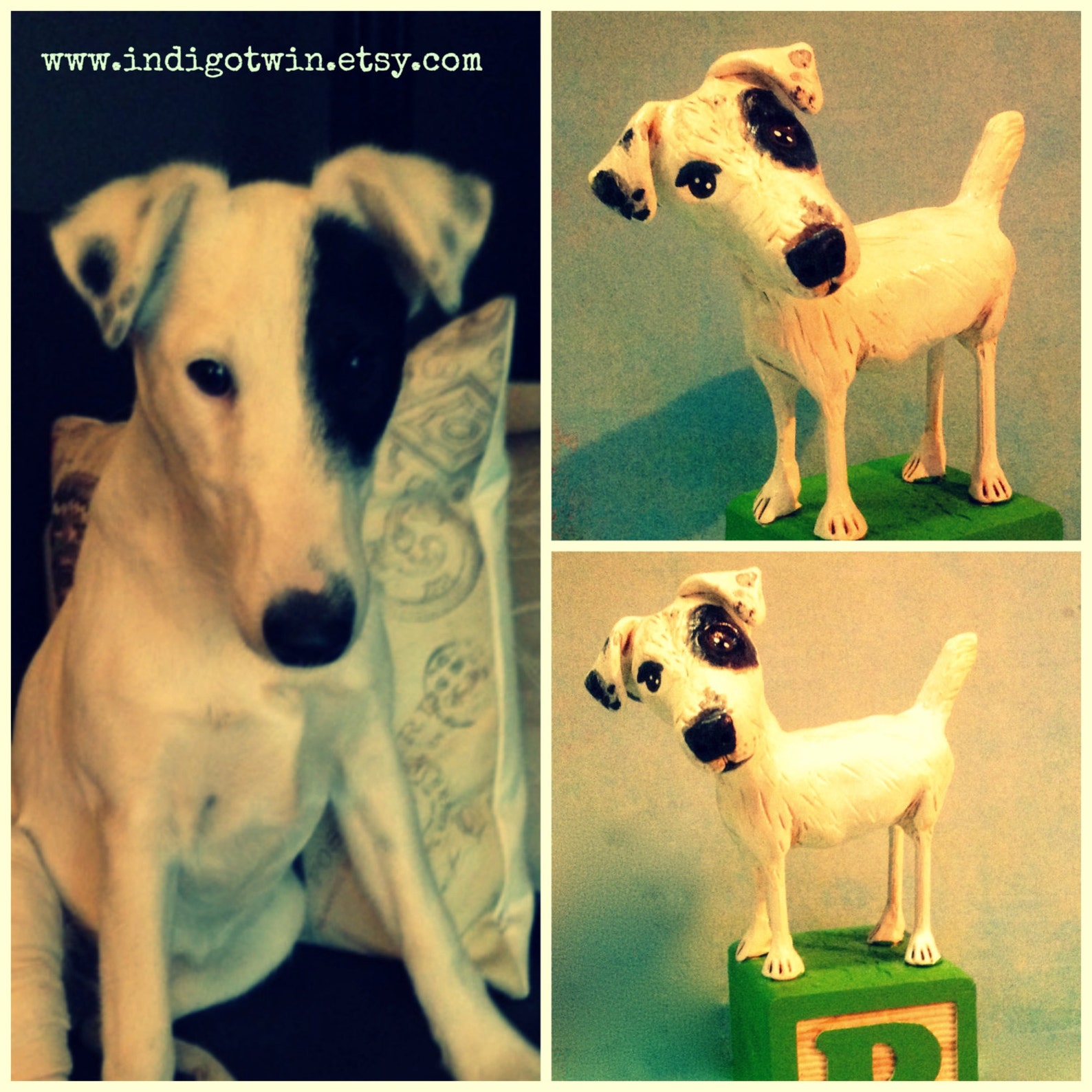 Custom Dog Sculpture Art Memorial Clay Folk Art Pet Portrait | Etsy