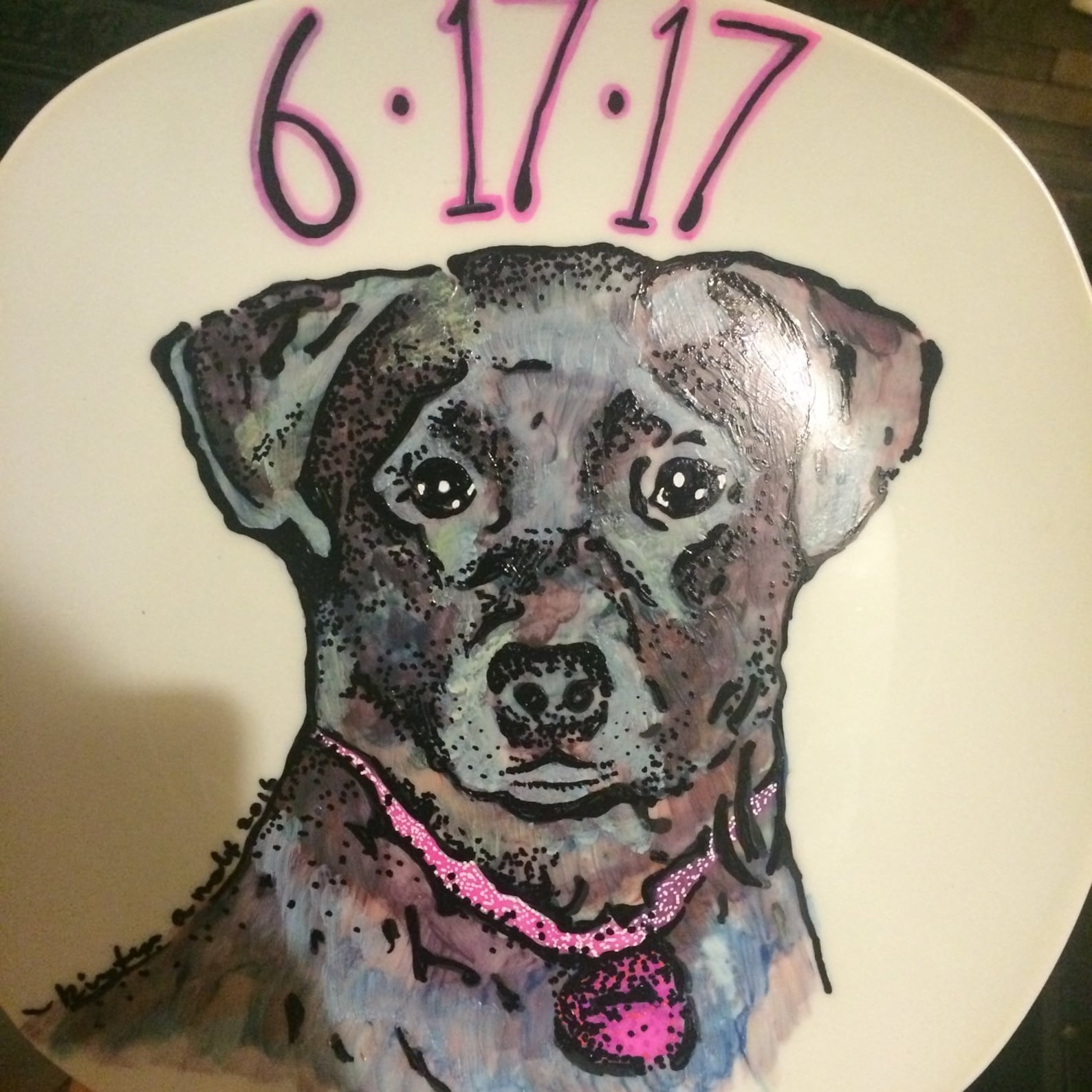 Large Custom Porcelain Hand Painted Dog Plate 10 for | Etsy
