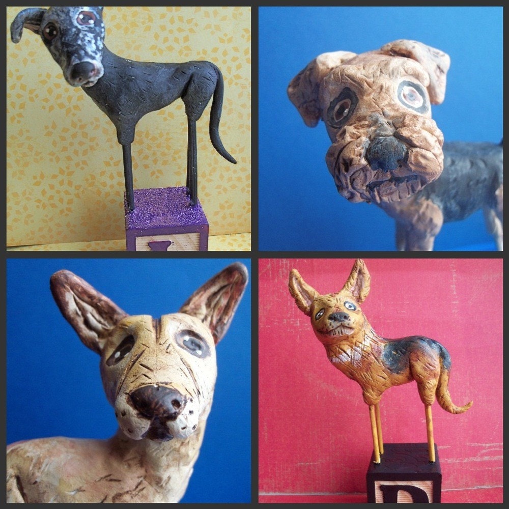 Customize Your Dog Clay Folk Art Sculpture - Etsy