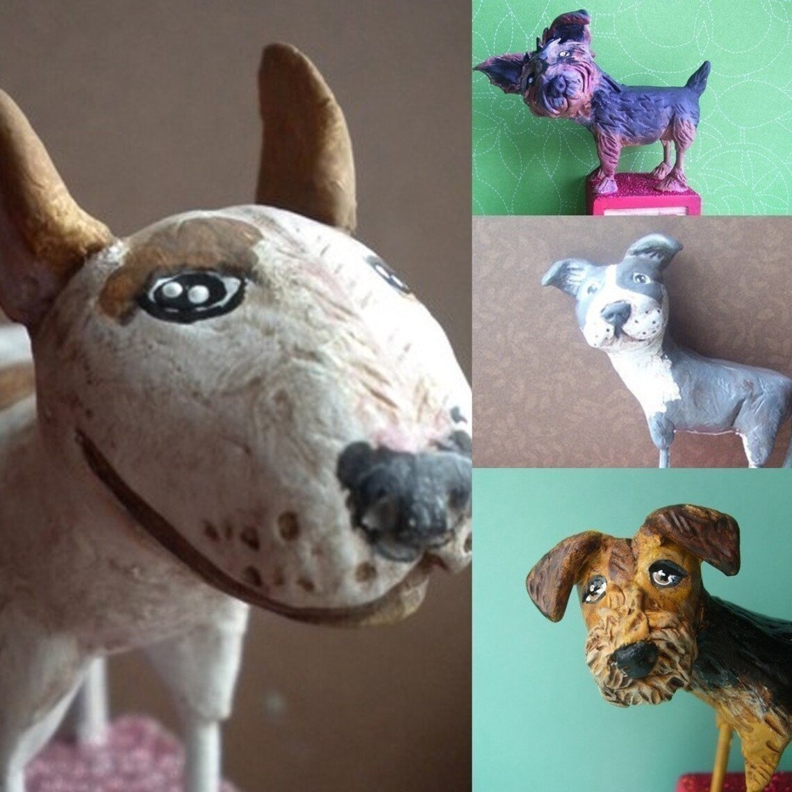 Custom Dog Pet Pooch Clay Folk Art Sculpture Pet Memorial - Etsy