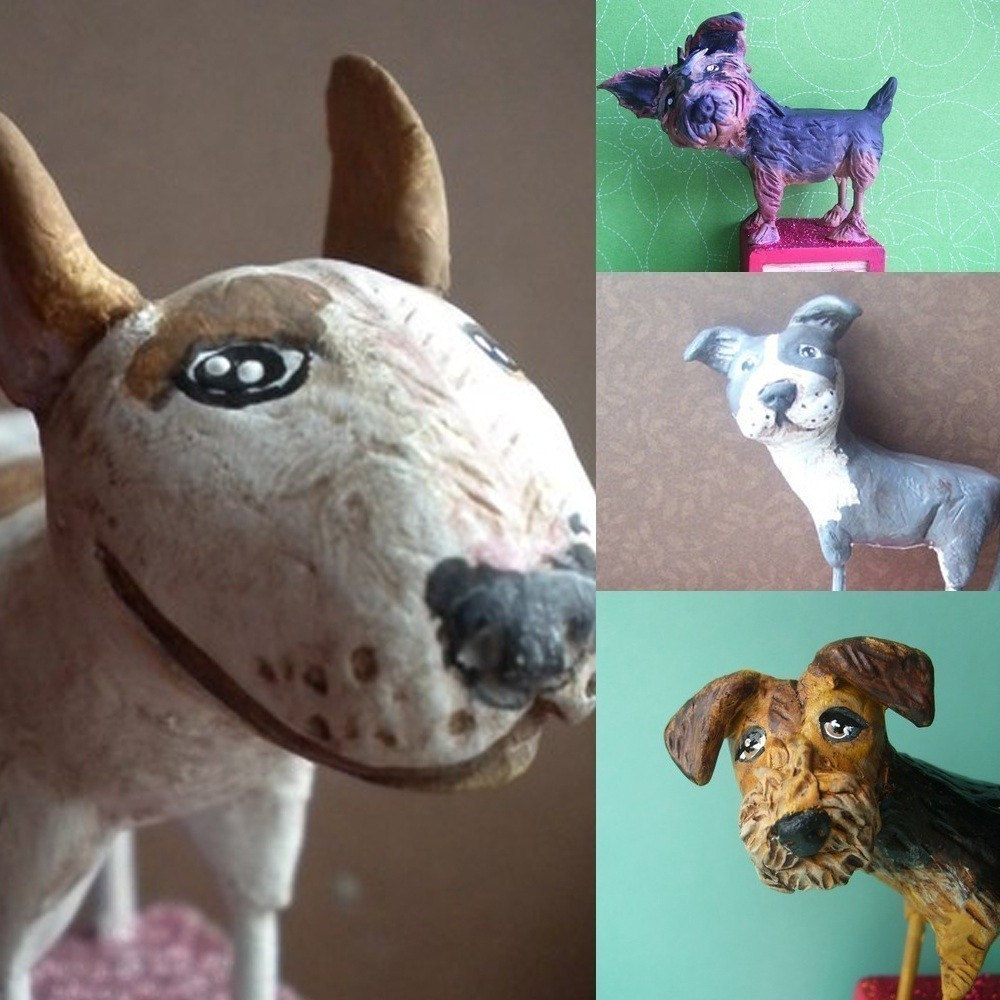 Custom Dog Pet Pooch Clay Folk Art Sculpture Pet Memorial | Etsy