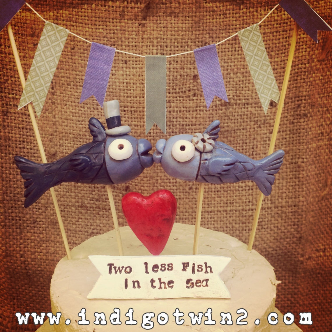 Customize Your Kissing Fish in Love Folk Art Wedding Cake Topper - Etsy