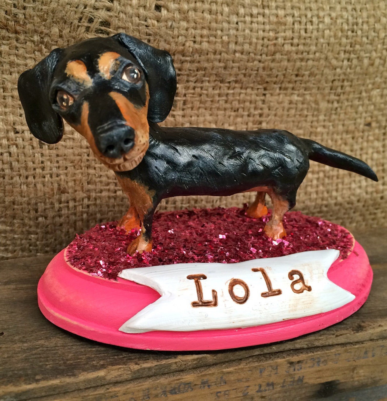 Custom Folk Art Dog Sculpture on Wooden Base Made to Order - Etsy