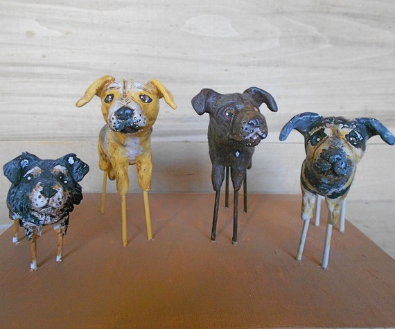 Items similar to Customize your dogs-FOUR paper clay dog sculptures on ...